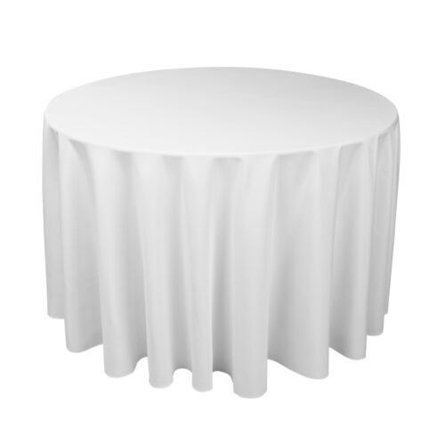 PLAIN ROUND TABLE CLOTH 2300MM WHITE - Core Catering