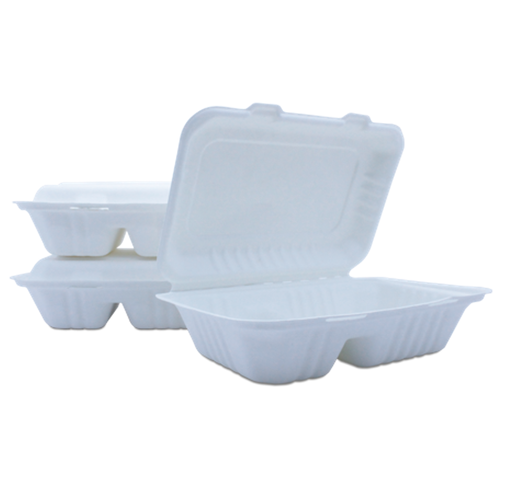 BIO SUGAR CANE BOX Double Compartment 500 Units - Core Catering