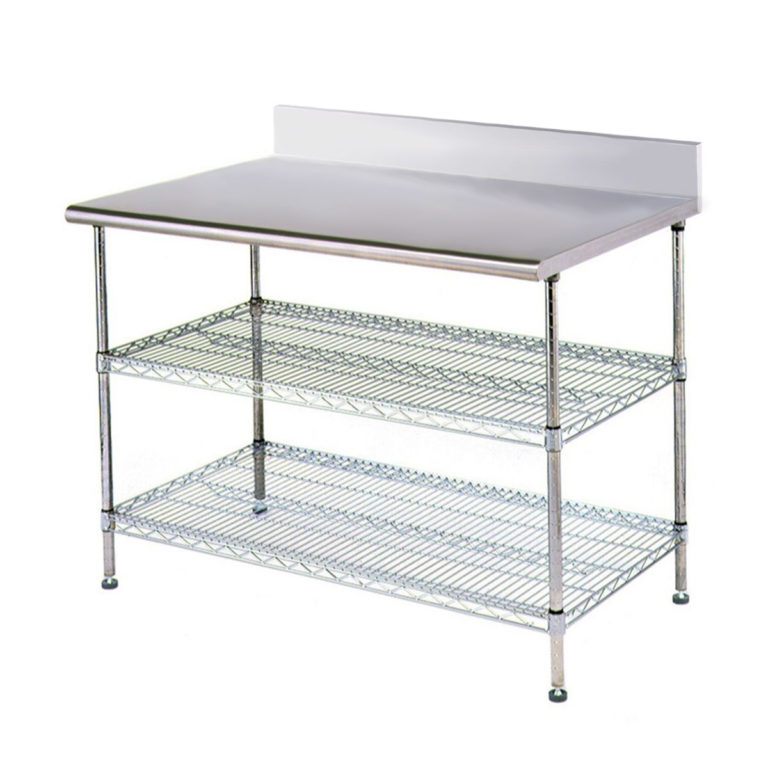 WORK TABLE STAINLESS STEEL WITH SPLASHBACK - Core Catering