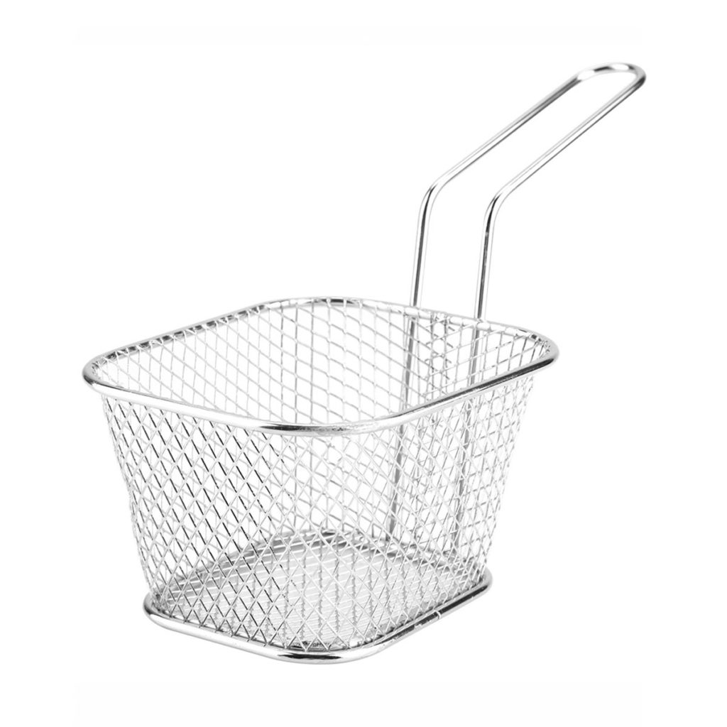 MINI SERVING BASKET SQUARE 100MM STAINLESS STEEL - Core Catering