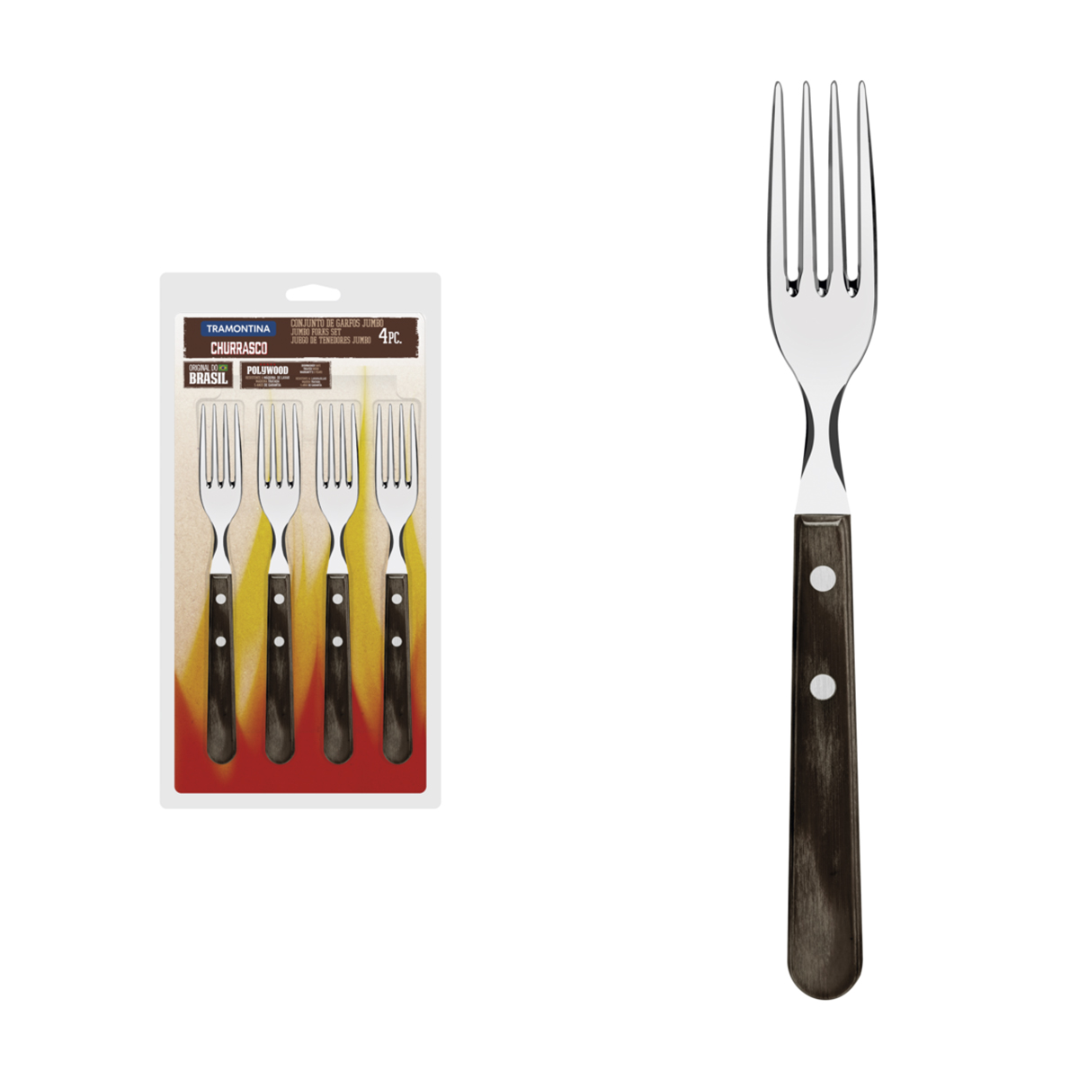 JUMBO POLYWOOD FORK SET 4 PIECE Brown By Tramontina - Core Catering