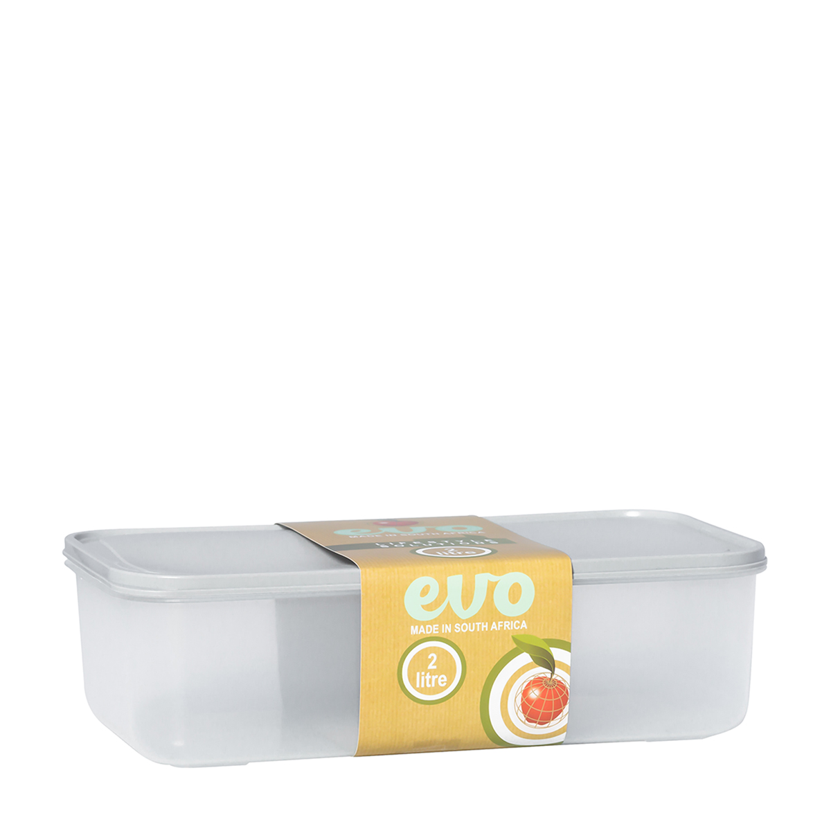 PLASTIC LUNCH BOX 2L SINGLE GREY LID By Evo - Core Catering