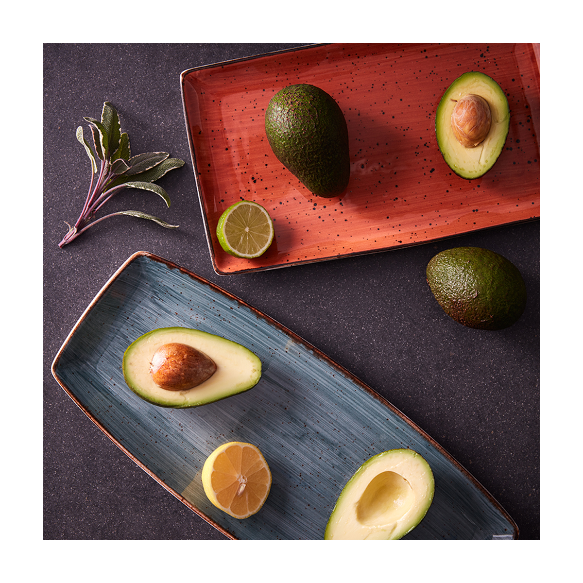 ELEMENTS RUSTIC RECTANGULAR PLATTER 285MM Blue By Continental China ...