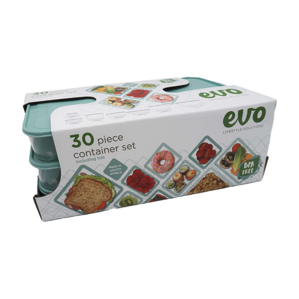 PLASTIC STORAGE CONTAINER 30 PIECE SET SAGE LID By Evo - Core Catering