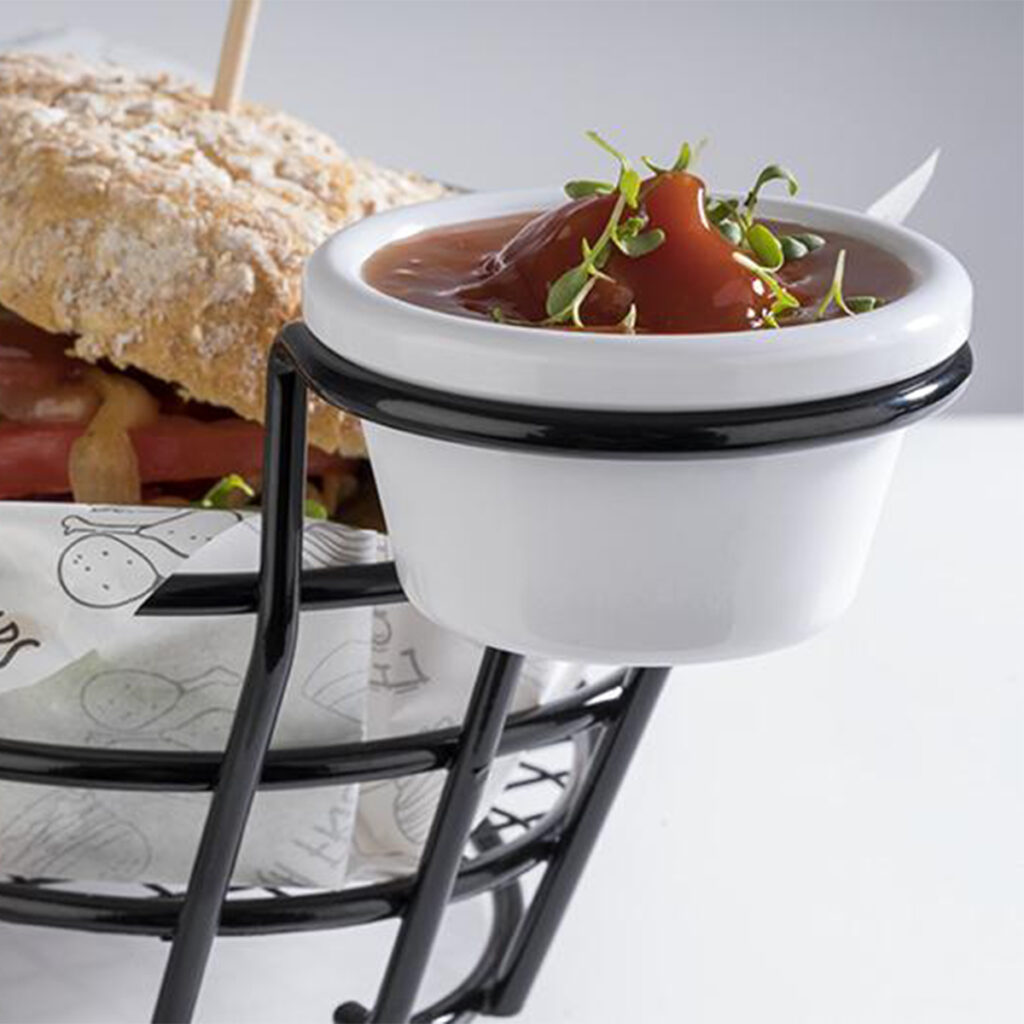 METAL SERVING BASKET WITH CUP HOLDERS By APS - Core Catering