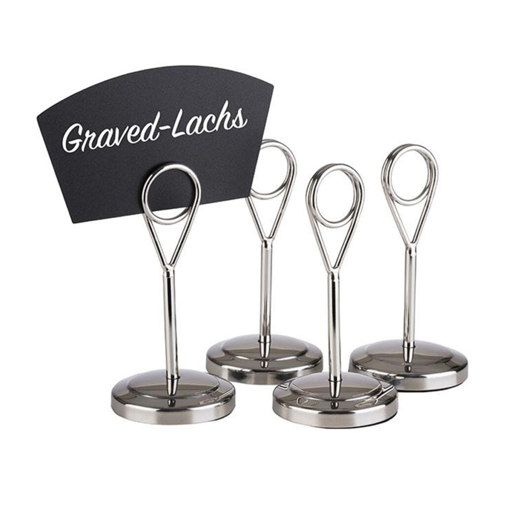 MENU HOLDER 4 PIECE SET 105MM HIGH STAINLESS STEEL By APS - Core Catering