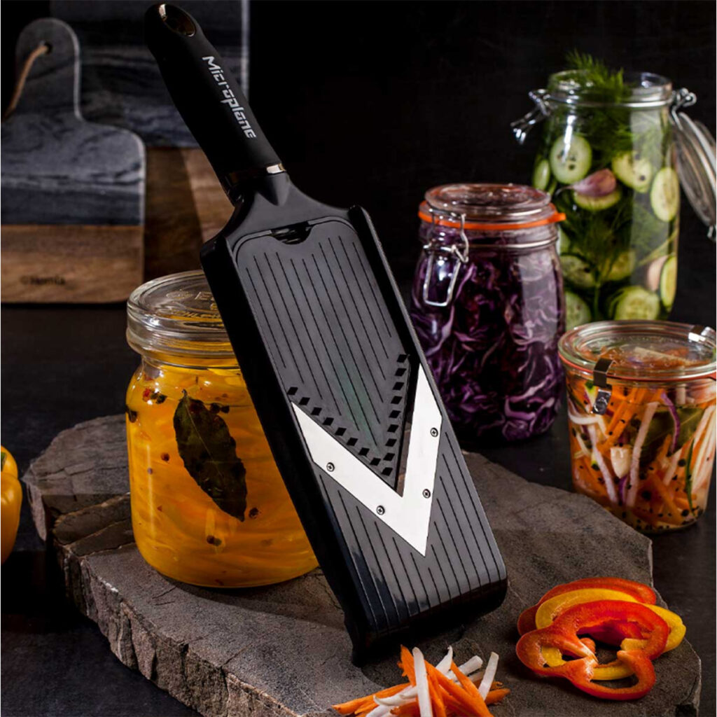 ADJUSTABLE V-BLADE SLICER WITH JULIENNE BLADE By Microplane - Core Catering