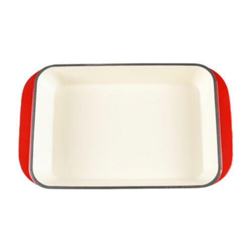 CAST IRON RECTANGULAR ROASTER 365MM RED