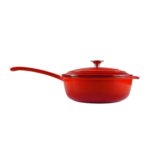 CAST IRON CHEF SAUCEPAN WITH LID 240MM RED
